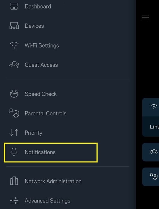 Notifications on your Linksys mobile application