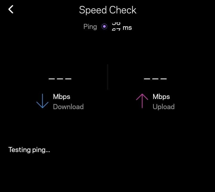 How do I do a speed check using the Linksys mobile application?
