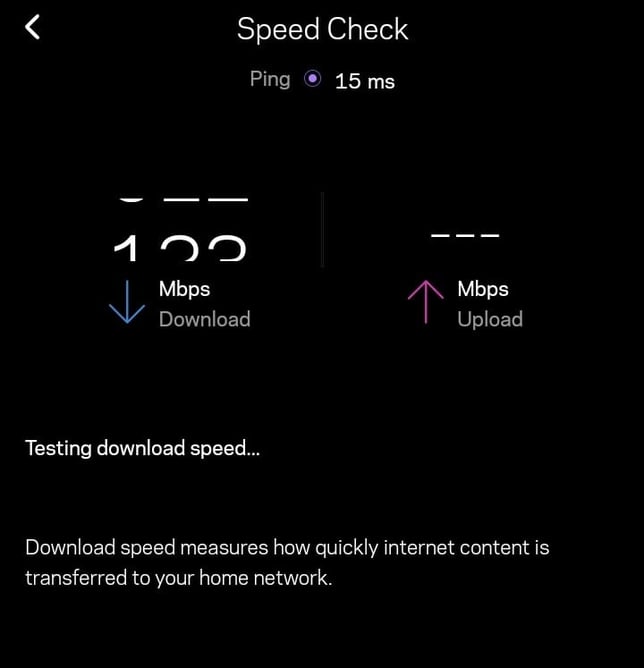 How do I do a speed check using the Linksys mobile application?